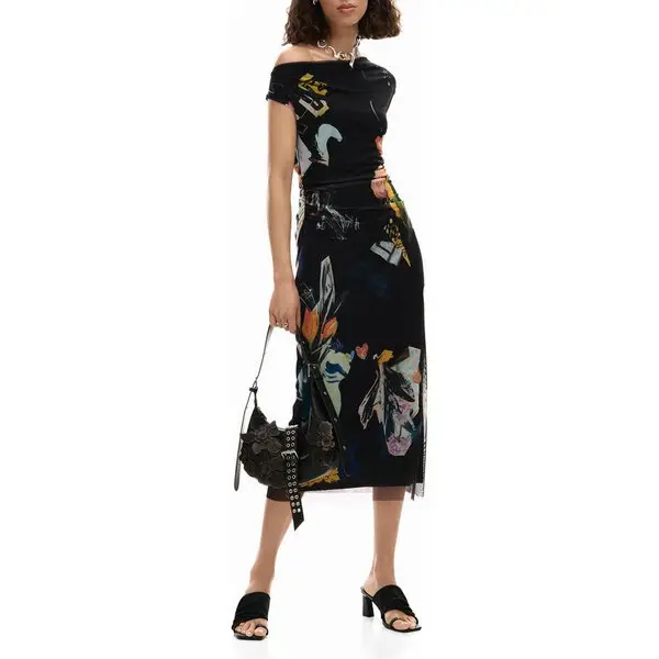 Desigual Floral Print Sleeveless Midi Dress