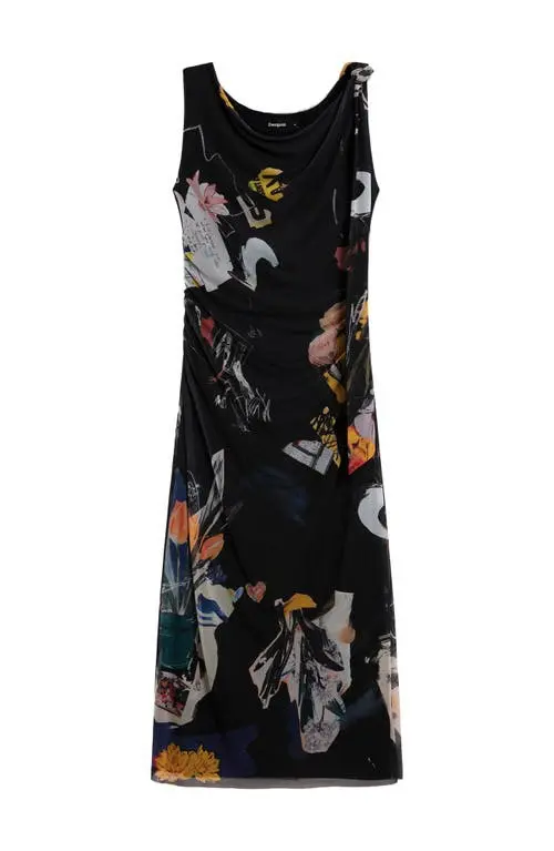 Desigual Floral Print Sleeveless Midi Dress
