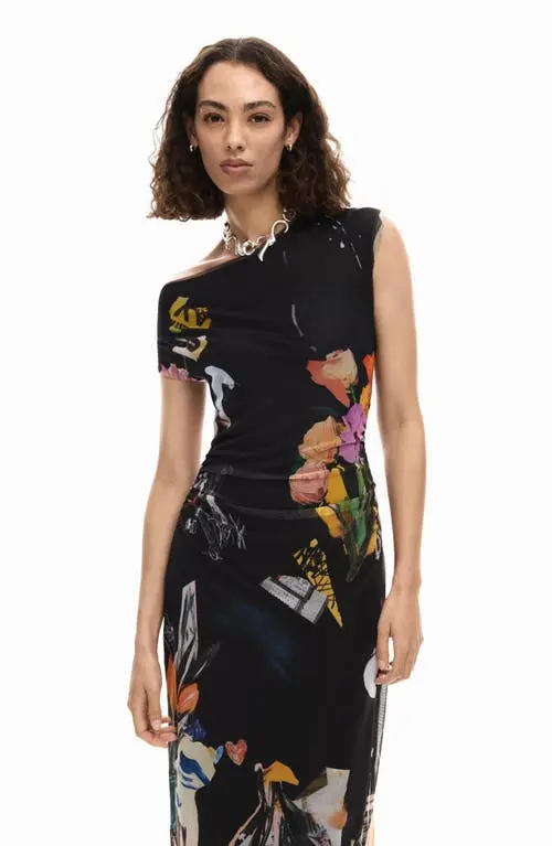 Desigual Floral Print Sleeveless Midi Dress