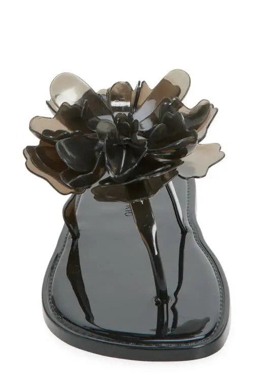 Farm Rio Floral Appliqué Jelly Flip-flops - Black