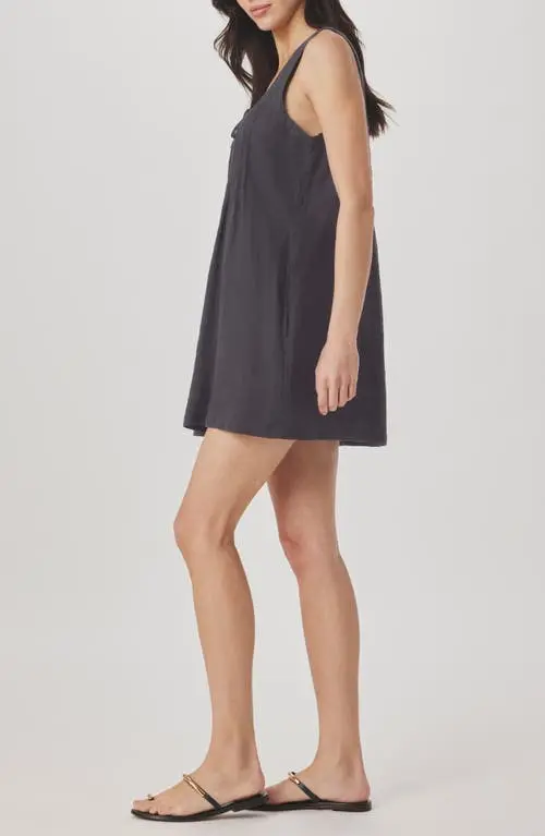 Splendid Stella Pintuck Detail Linen Mini Dress - Lead Grey