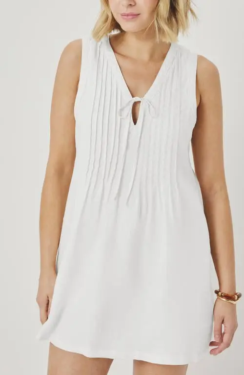 Splendid Stella Pintuck Detail Linen Mini Dress - White | Editorialist