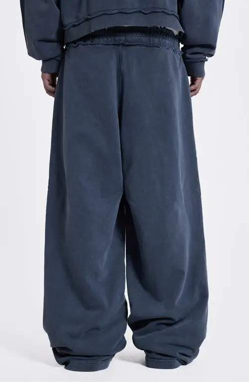 JADED LONDON Oversize Sporty Stripe Denim Wash Cotton Sweatpants