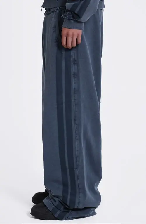 JADED LONDON Oversize Sporty Stripe Denim Wash Cotton Sweatpants