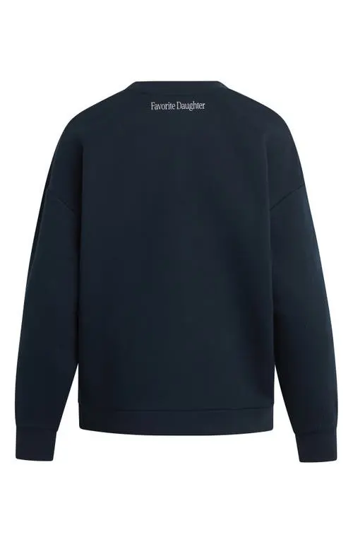 FAVORITE DAUGHTER Favorite Sister Heart Logo Relaxed Fit Sweatshirt - Navy