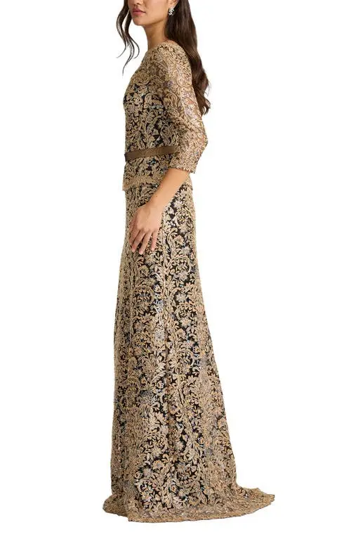 Tadashi Shoji Embroidered Sequin Gown