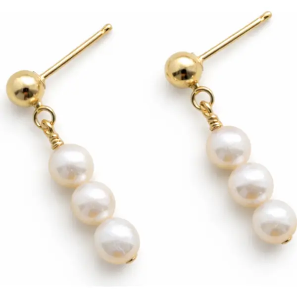 SHEENA MARSHALL JEWELRY Pearl Trio Drop Earrings - 14k Gold Fill