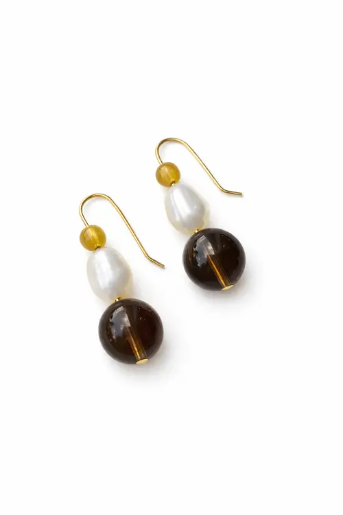 SHEENA MARSHALL JEWELRY Slate And Pearl Drop Earrings - 14k Gold Fill