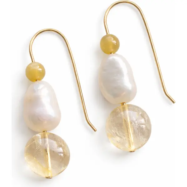 SHEENA MARSHALL JEWELRY Citrine, Pearl, And Quartz Drop Earrings - 14k Gold Fill