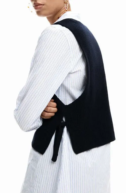 Desigual Stripe Woven Shirt And Sweater Vest