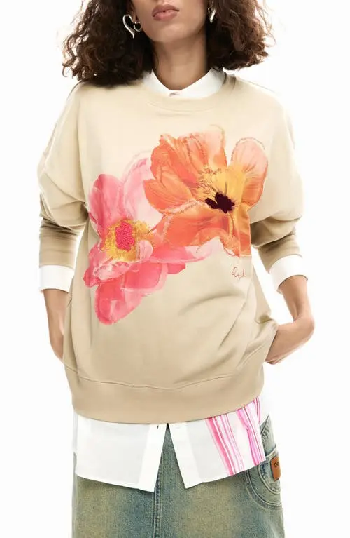Desigual Floral Graphic Sweatshirt - Off White
