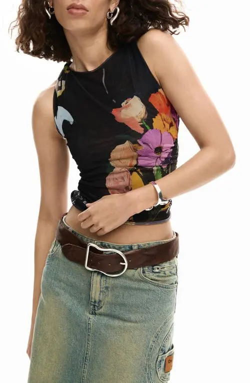 Desigual Twist Strap Stretch Tulle Top
