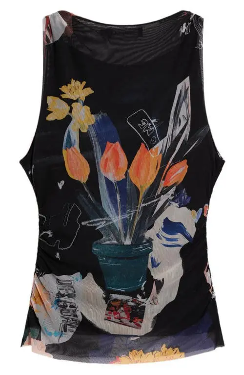 Desigual Twist Strap Stretch Tulle Top