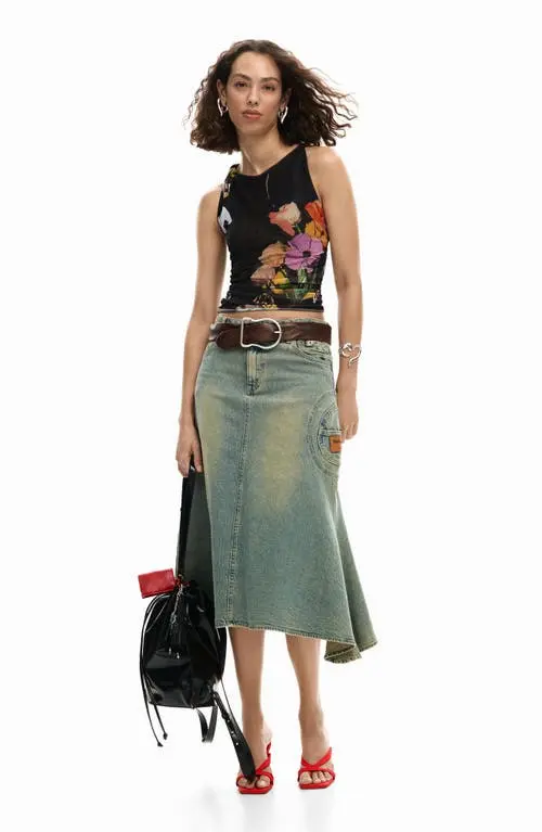Desigual Twist Strap Stretch Tulle Top