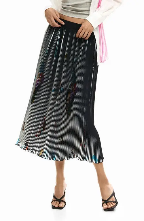 Desigual Plissé Midi Skirt - Black