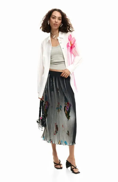 Desigual Plissé Midi Skirt
