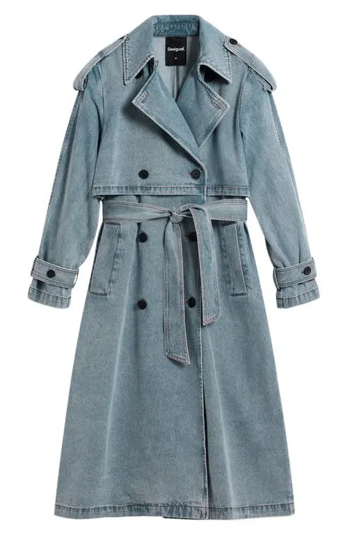 Desigual Denim Trench Coat - Light Blue