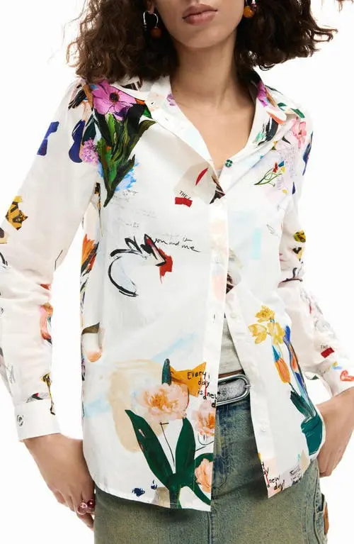Desigual Floral Print Woven Shirt - White