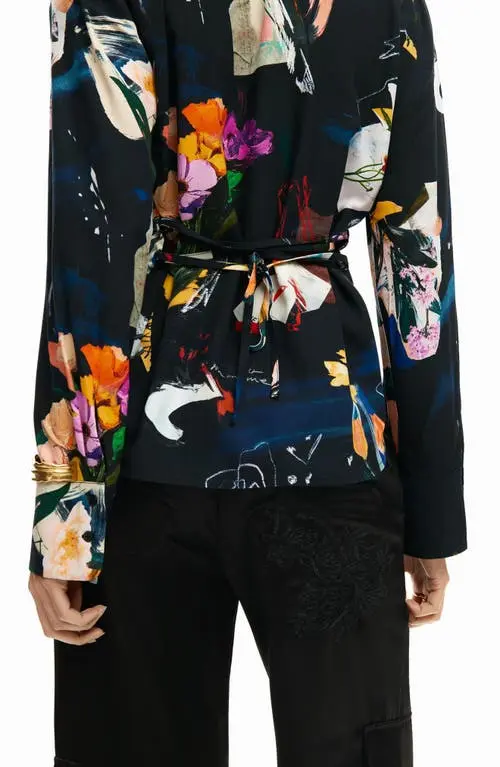 Desigual Printed Tie Back Button-up Shirt