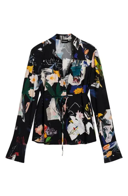 Desigual Printed Tie Back Button-up Shirt