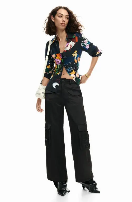 Desigual Printed Tie Back Button-up Shirt