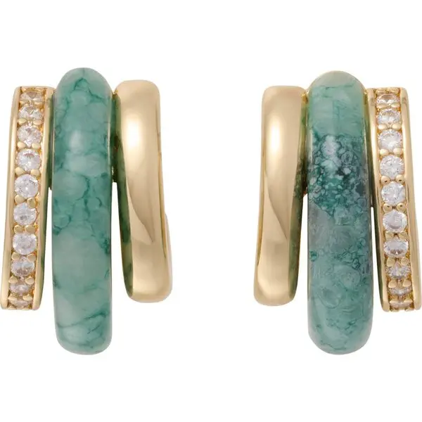 ROXANNE ASSOULIN The Stone Huggie Hoop Earrings - Moss Agate