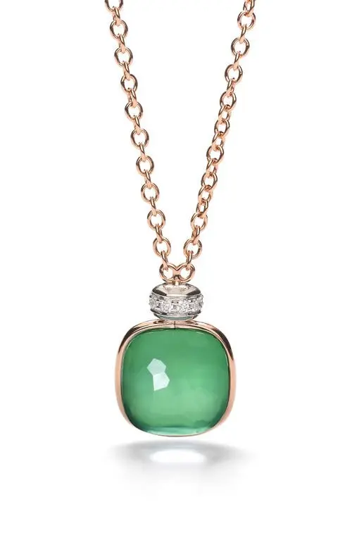 Pomellato Nudo Prasiolite Green Agate & Diamond Pendant Necklace - Prasiolite/green Agate