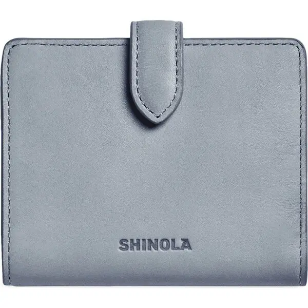 Shinola Small Leather Bifold Snap Wallet - Mist