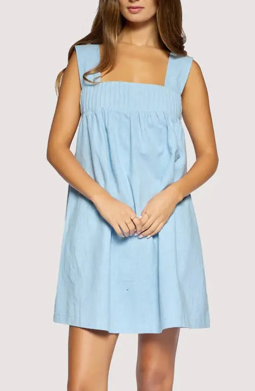 LOST + WANDER Coastal Voyage Cotton & Linen Babydoll Dress - Light Blue