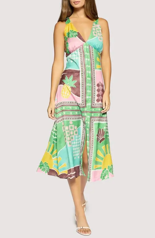 LOST + WANDER Isla Spell Scarf Print Midi Dress
