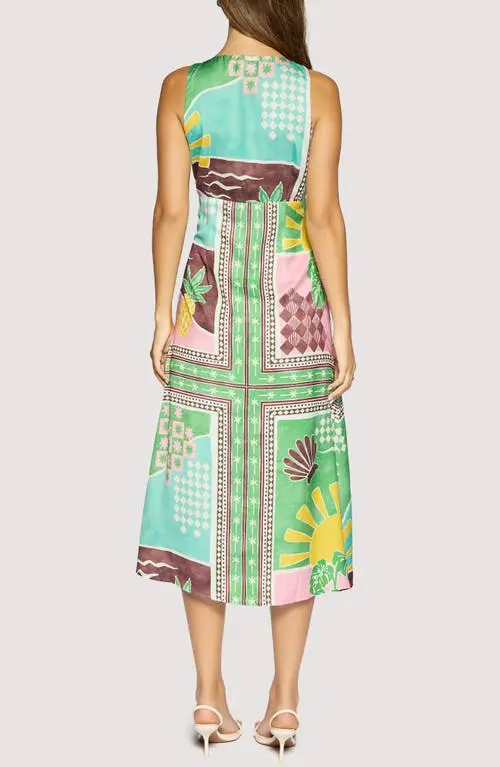 LOST + WANDER Isla Spell Scarf Print Midi Dress