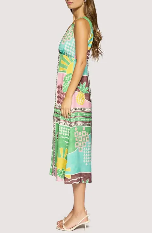LOST + WANDER Isla Spell Scarf Print Midi Dress