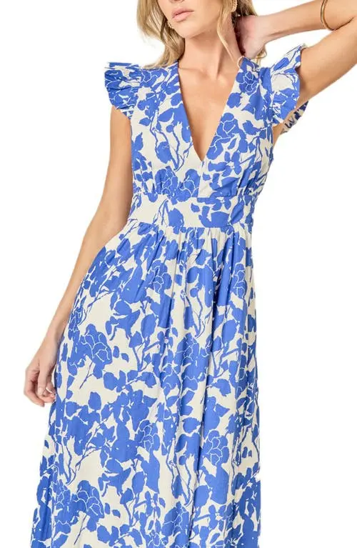 English Factory Printed Tie-back Midi Dress