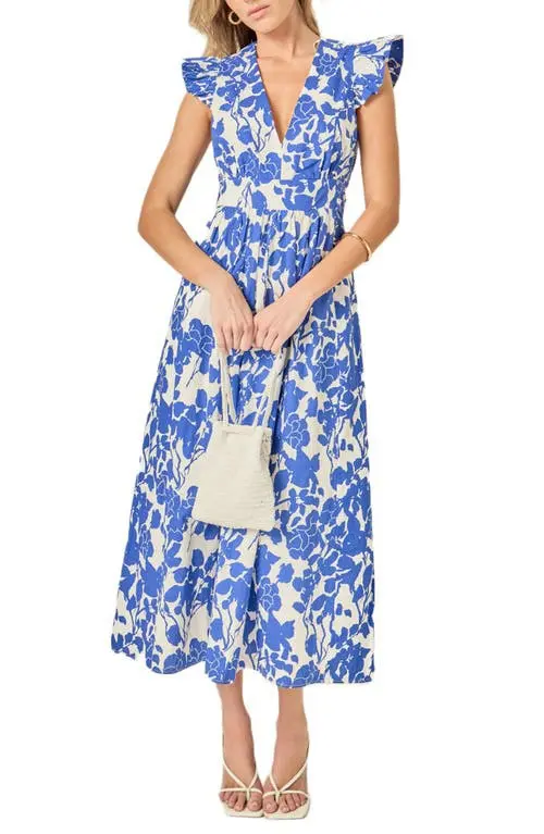 English Factory Printed Tie-back Midi Dress