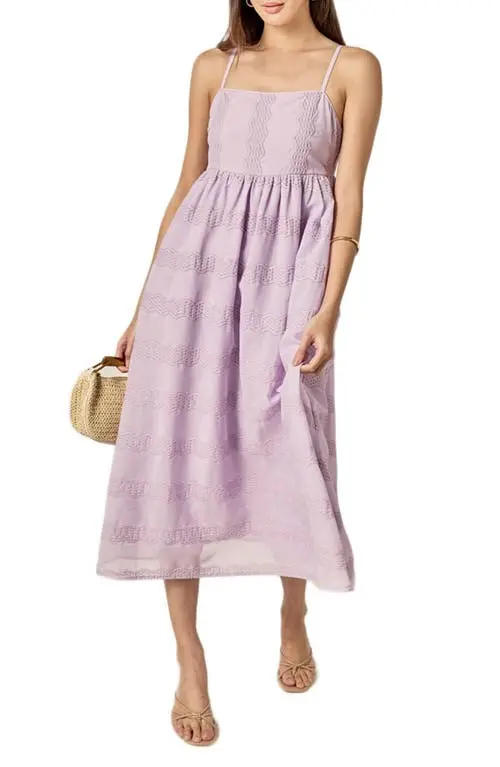 English Factory Embroidered Sleeveless Chiffon Midi Dress - Lilac