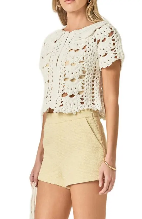 English Factory Crochet Crop Cardigan