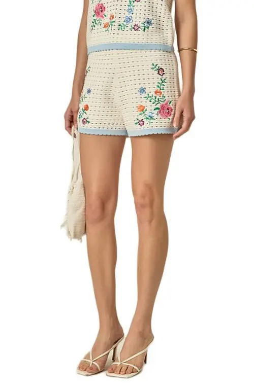 English Factory Embroidered Cotton Crochet Shorts