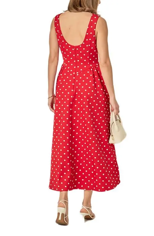 English Factory Dot Sleeveless Flare Midi Dress