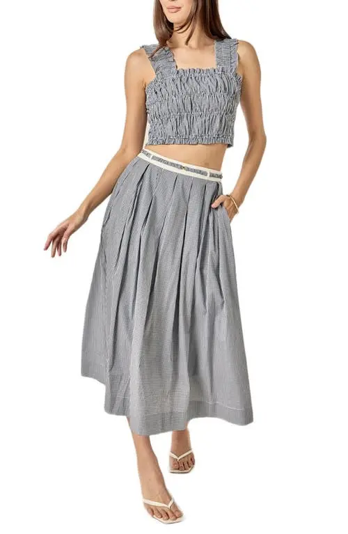 English Factory Plaid Smocked Crop Tank
