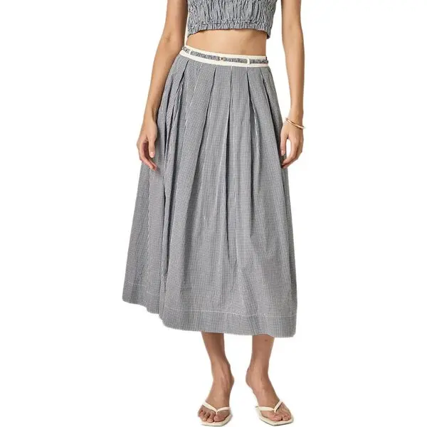 English Factory Colorblock Plaid Maxi Skirt - Blue