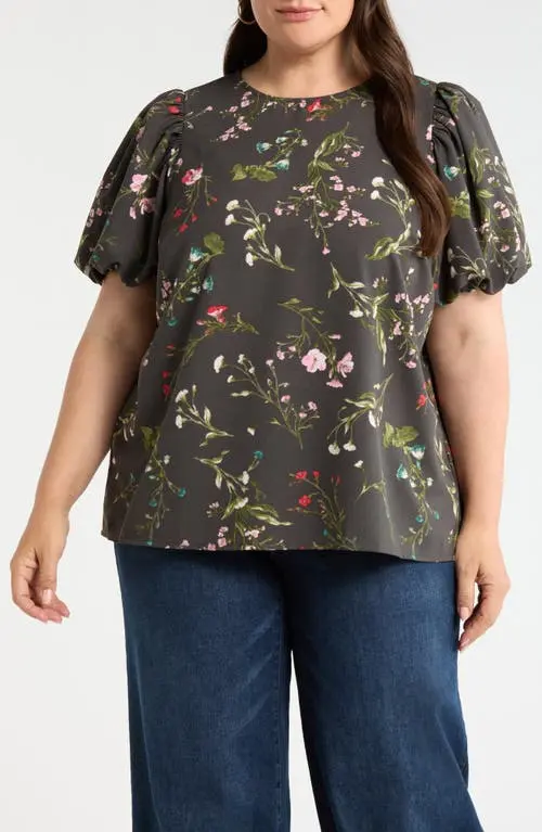 SUGARLIPS Floral Print Puff Sleeve Top