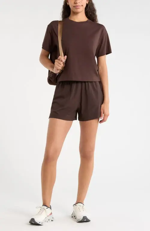 Zella Atlas High Waist Daily Shorts - Brown Mole