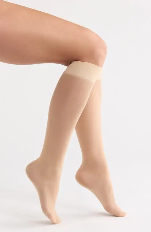 Nordstrom Sheer Knee-high Socks Pack Of 3 - Beige Almond