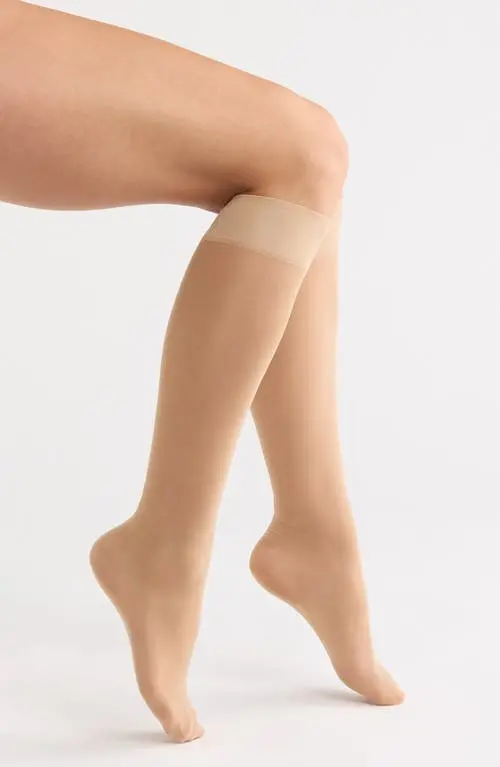 Nordstrom Sheer Knee-high Socks Pack Of 3 - Taupe