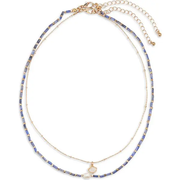 Bp. Pearly Bead Layered Necklace - Blue- Ivory