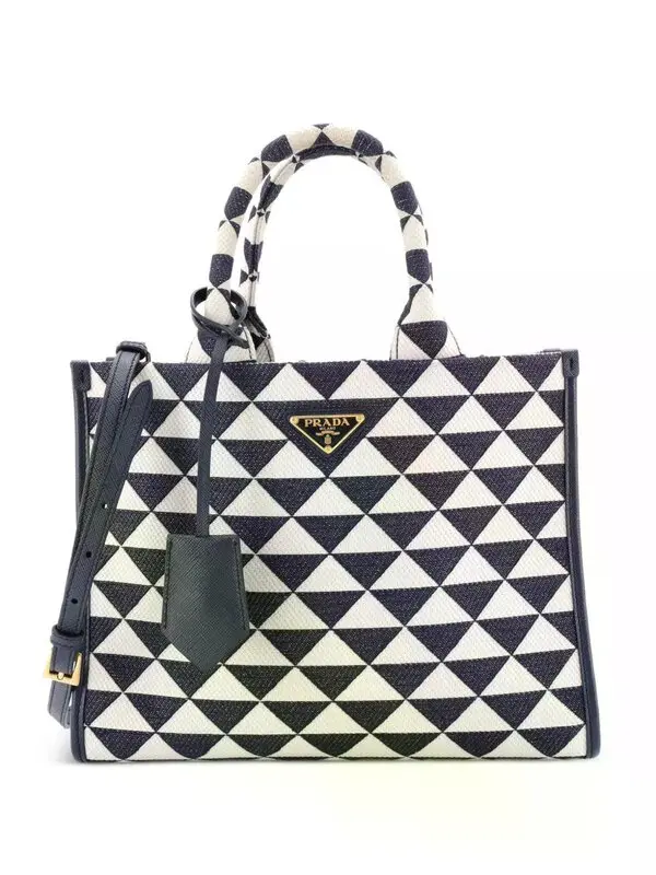 Prada Symbole Jacquard Small Tote - Blue