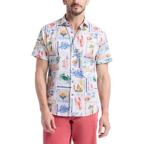 Robert Graham Isla Vista Short Sleeve Seersucker Button-up Shirt