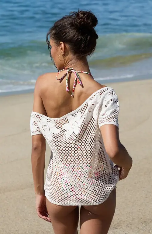 PACSUN Valerie Open Stitch One-shoulder Top - Ivory