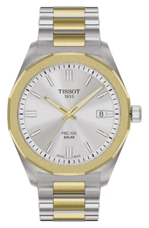 TISSOT Prc 100 Solar Two-tone Bracelet Watch - Silver