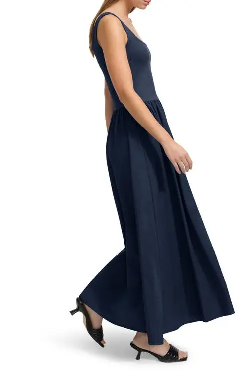 MARCELLA Clara Mixed Media A-line Dress - Deep Indigo